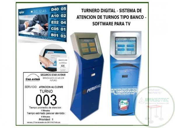 SISTEMA DE ATENCION DE TURNOS MODELO MAX-300K - MAXSOTEC